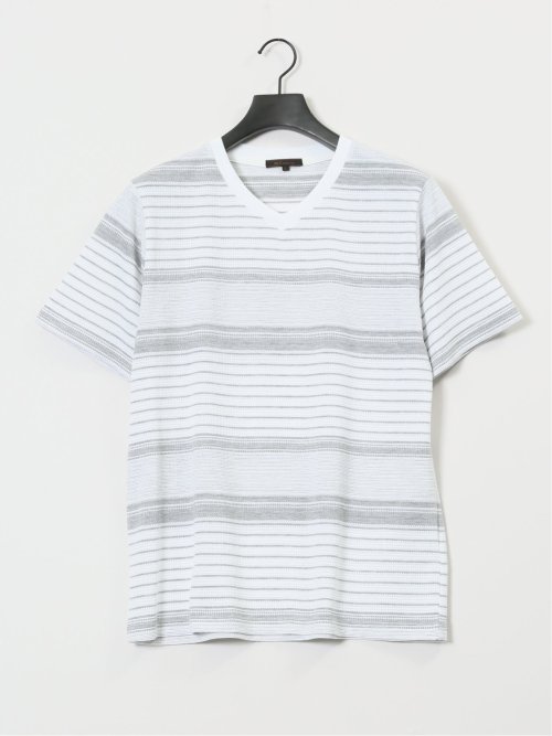 ポップコーンボーダー Vネック半袖Tシャツ(M 06グレー): トップス | TAKA-Q ONLINE SHOP／タカキューオンラインショップ【公式通販】