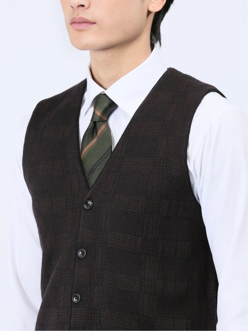 ウォッシャブル ウール混グレンチェック ニットジレ(M 30茶): トップス | TAKA-Q ONLINE SHOP／タカキューオンラインショップ【公式通販】
