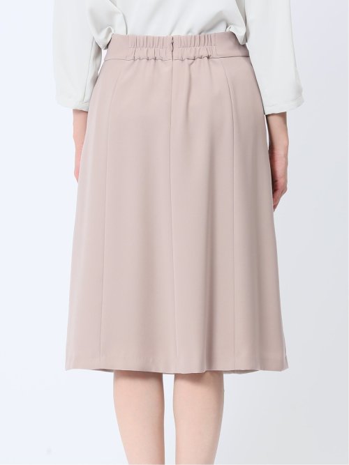 ストレッチウォッシャブル フレアースカート 茶(セットアップ可能)(S